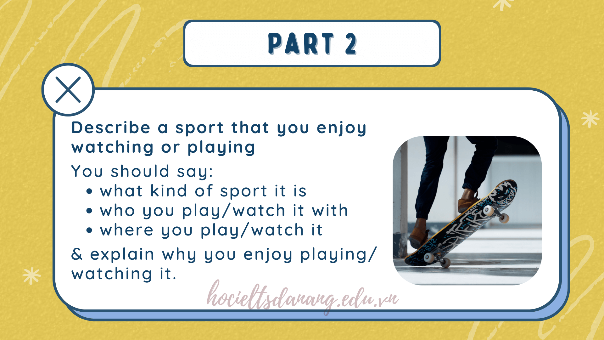 Topic: Sports - IELTS Speaking part 1, 2, 3 - Describe a sport that you ...